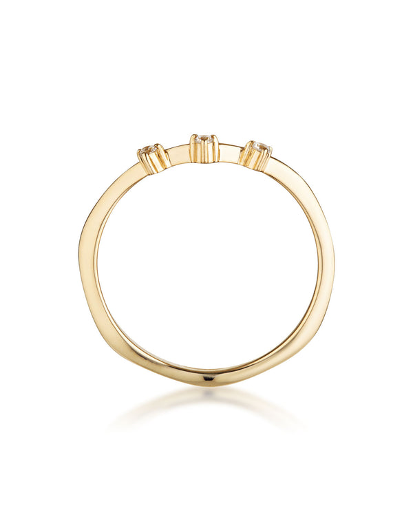 Crown Wave Ring | Trio Crown CZ Organic Ring | 9k Yellow Gold - Sit ...